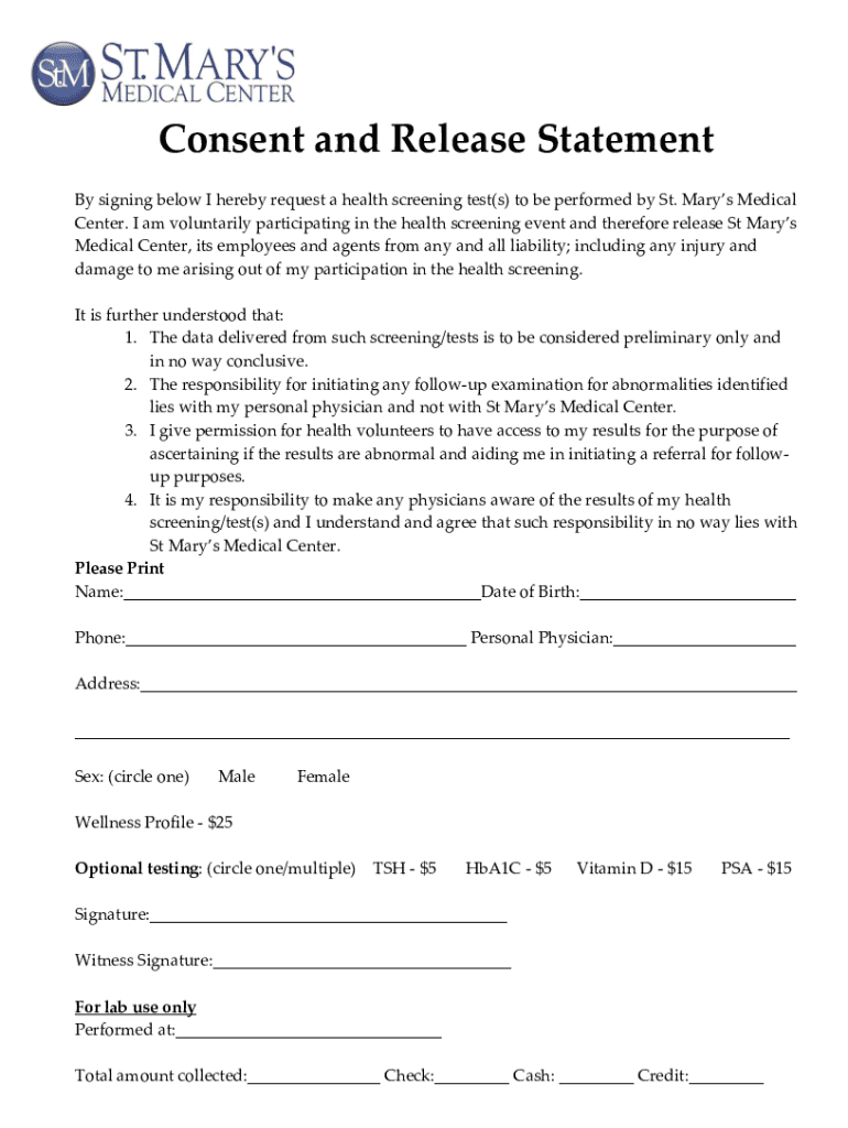 Fillable Online Consent and Release Statement Fax Email Print - pdfFiller