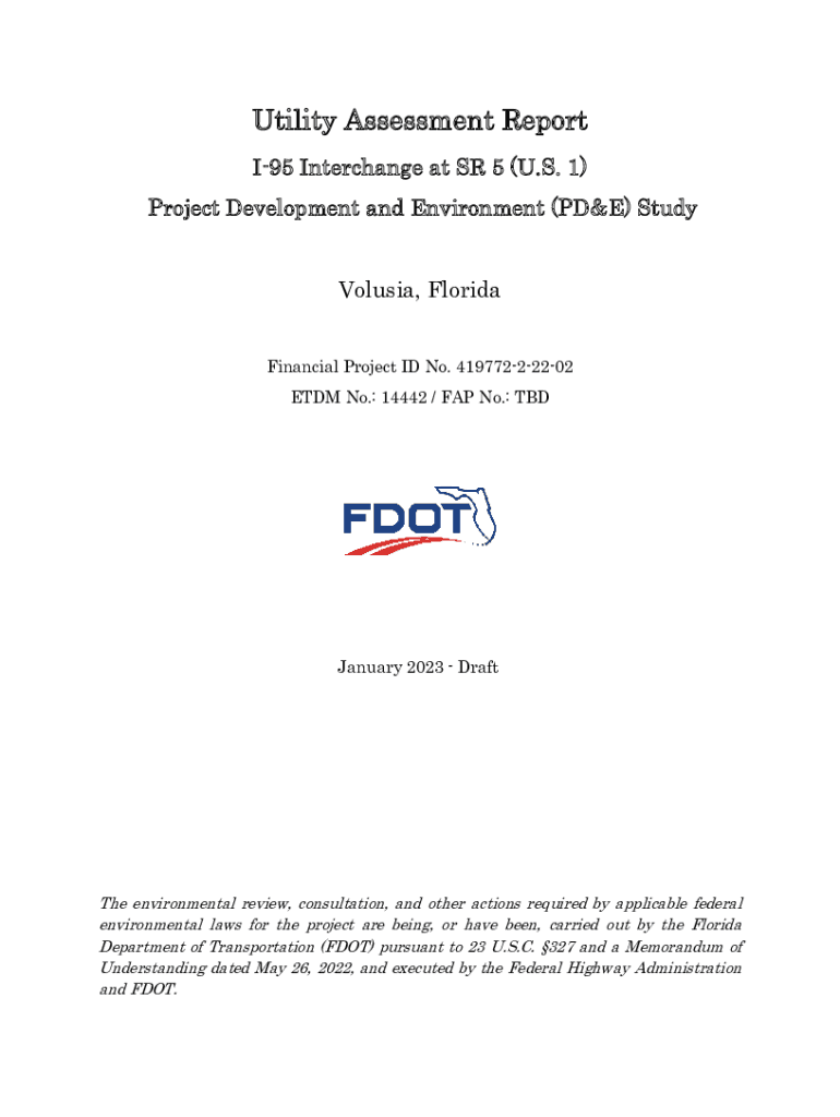 Fillable Online Utility Assessment Report - I-95 Interchange at SR 5 ...