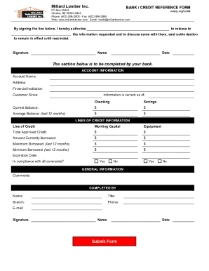 Fillable Online Bank/Credit Reference Form - Omaha Fax Email Print ...