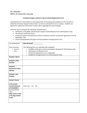 Fillable Online REVISED.ESA and Service Animal Registration Form ...
