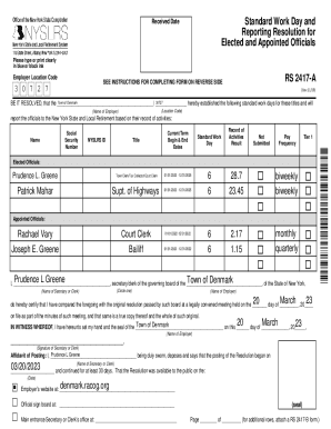 Fillable Online RS 2417-A Standard Work Day and Reporting Resolution ...