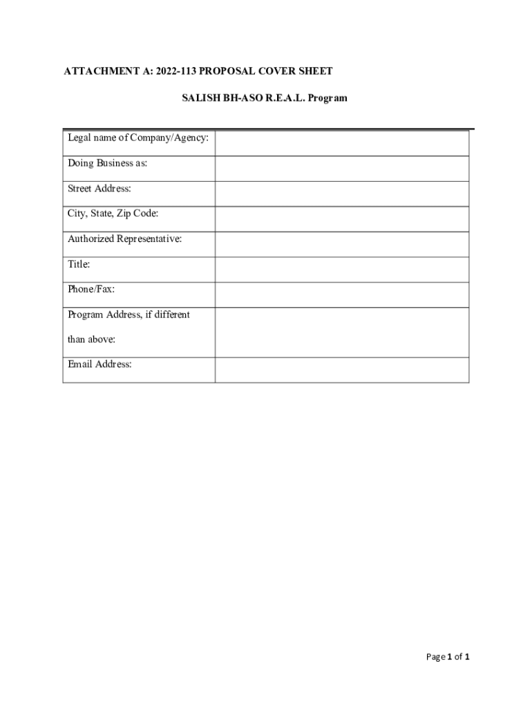 Fillable Online attachment a: 2022-113 proposal cover sheet Fax Email ...