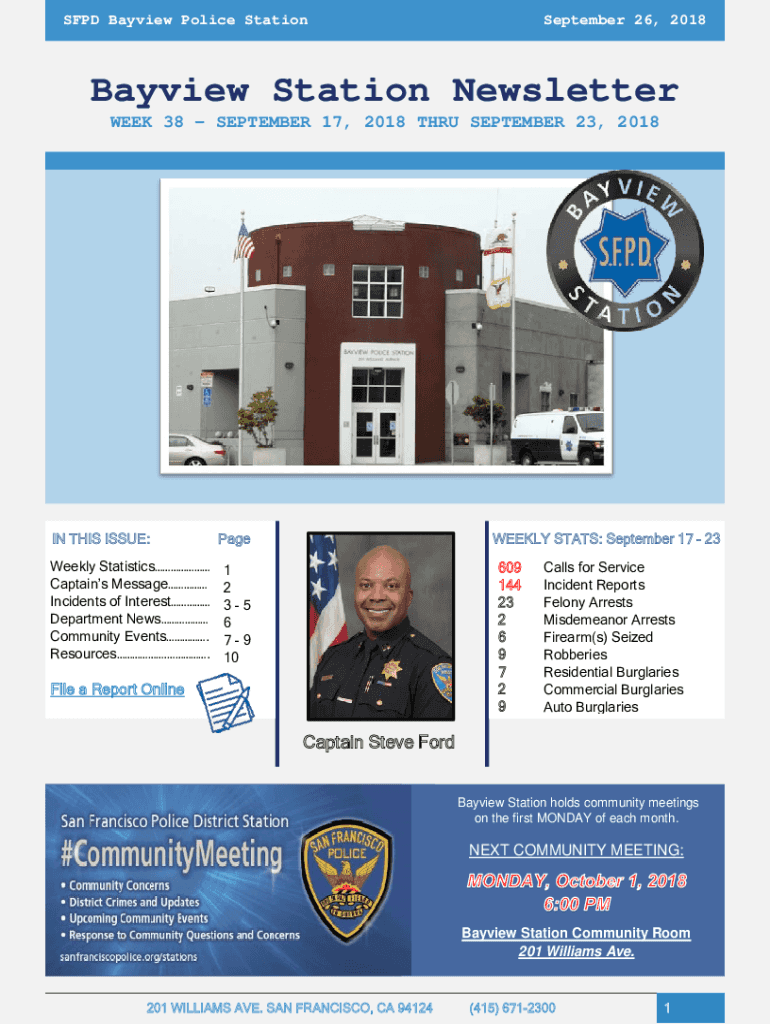 Fillable Online Bayview StationSan Francisco Police Department Fax ...