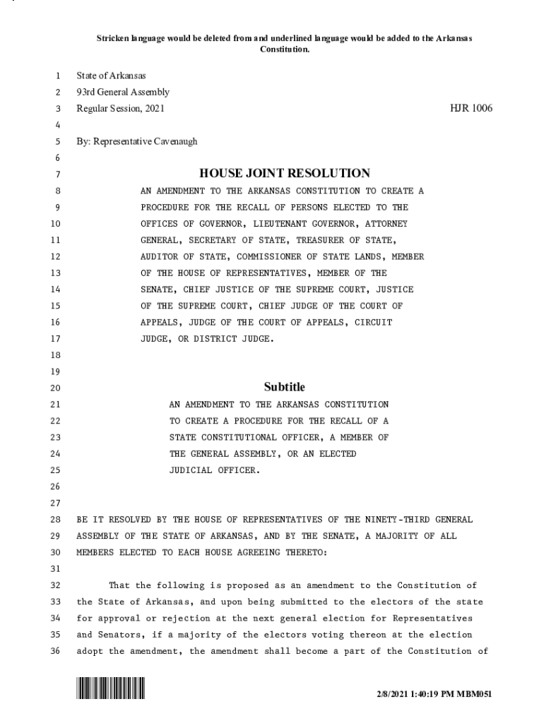 Fillable Online Arkansas Issue 2, 60% Supermajority Vote Requirement ...