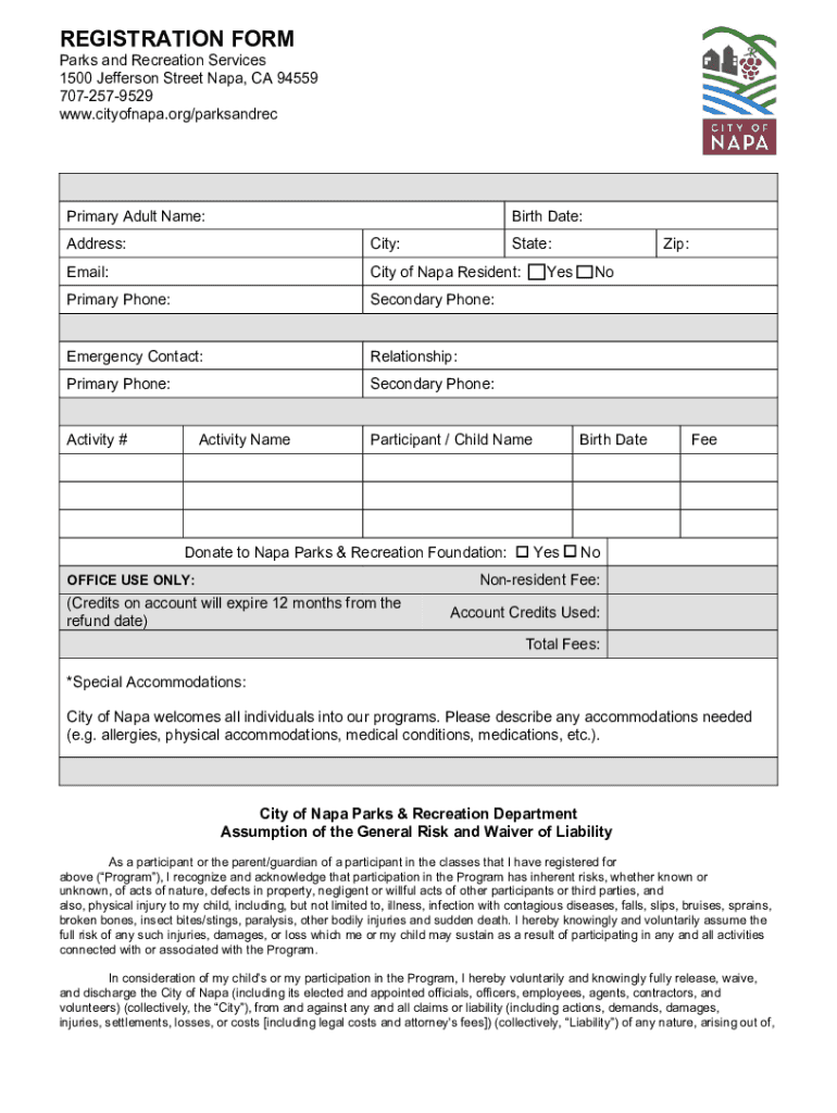 Fillable Online FACILITY & PARK RENTAL FORM Fax Email Print - pdfFiller