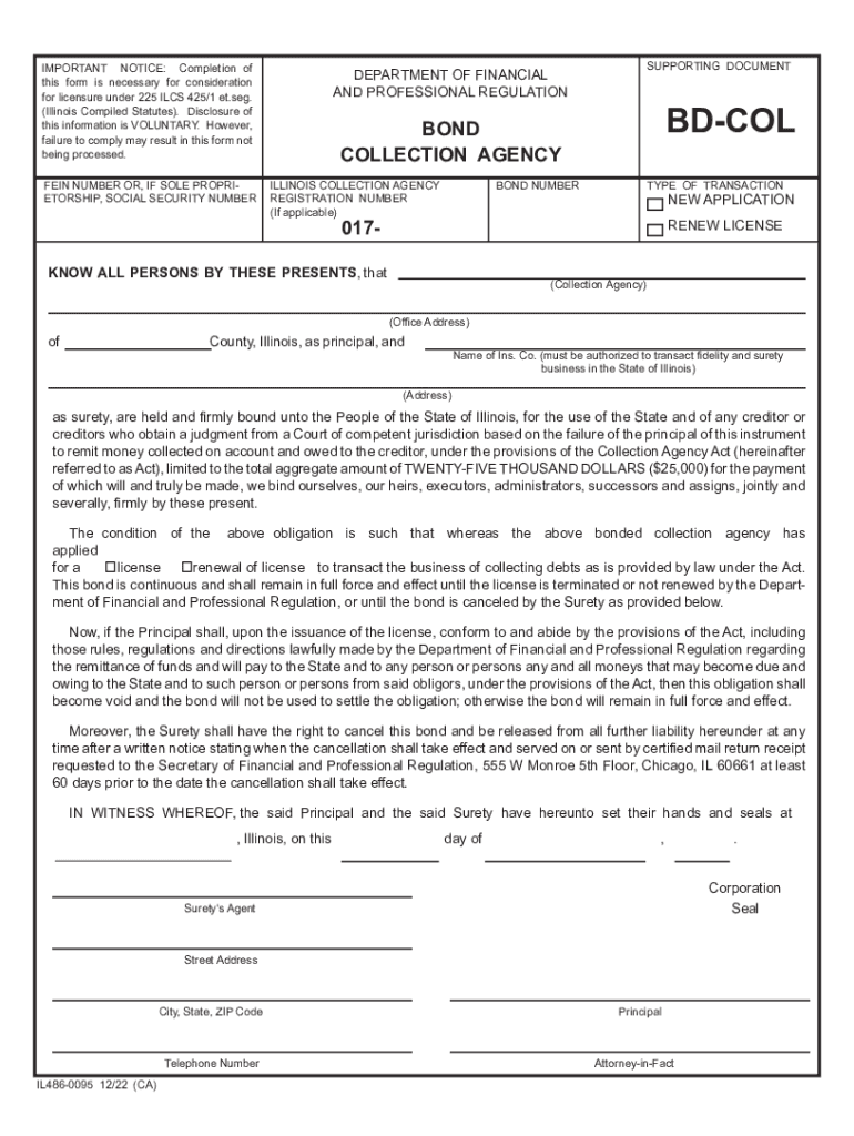 Fillable Online Collection Agency Bond Form Fax Email Print - pdfFiller