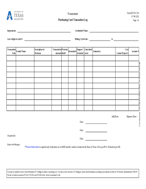 Fillable Online Form 4-5: Purchasing Card Transaction Log and Example ...