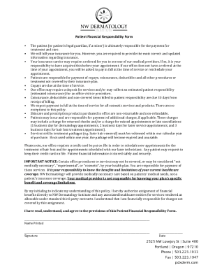 Fillable Online Patient Financial Responsibility Form/Self-Pay Waiver ...