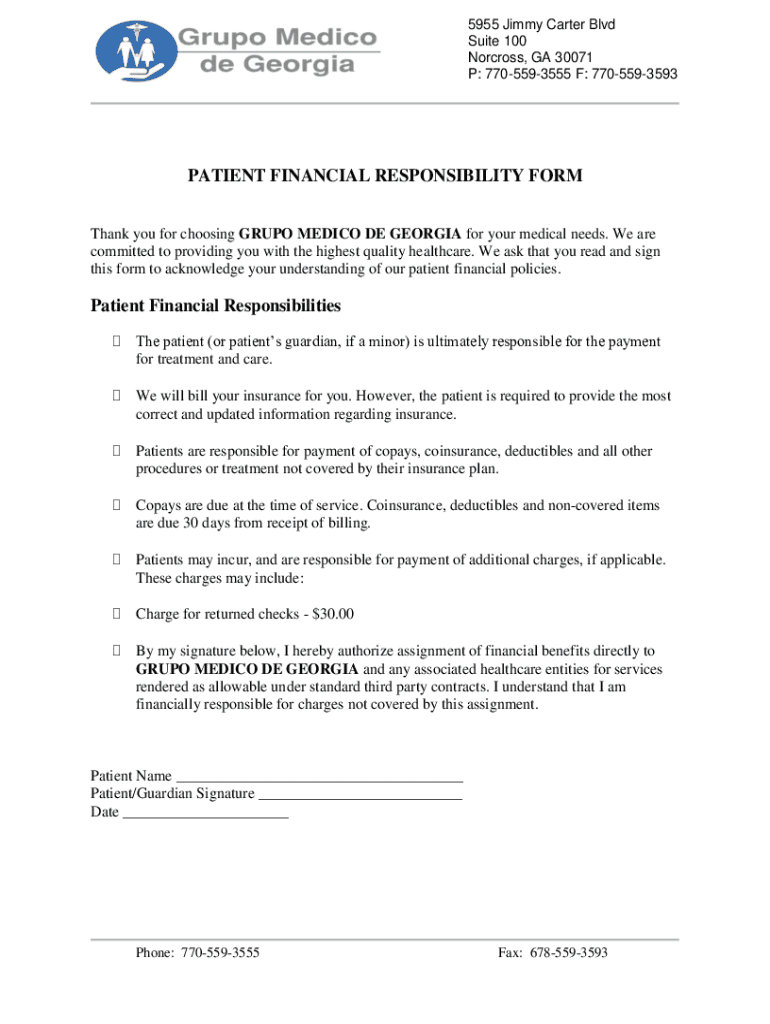 Fillable Online Patient Financial Responsibilities Form Grupo Medico ...