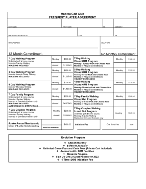 Fillable Online Madera Golf Club Sign Up Form Fax Email Print - pdfFiller