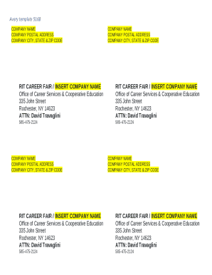 Template for Avery 5168 Shipping Labels 3-1/2" x 5" Doc Template ...