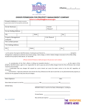 Fillable Online Utility Billing Property Management Authorization Fax Email Print - pdfFiller