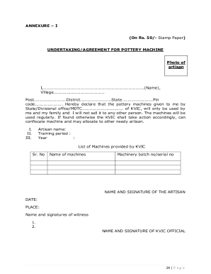 Fillable Online Stamp Paper) UNDERTAKING/AGREEMENT FOR ... Fax Email ...