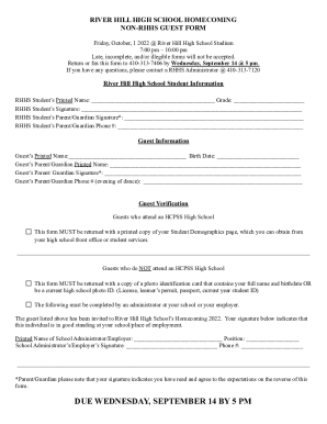 Fillable Online rhhs hcpss Copy of Homecoming Guest Form 2022 - River ...