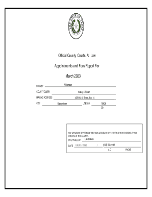 Fillable Online Official County Courts At Law Appointments and Fees ...