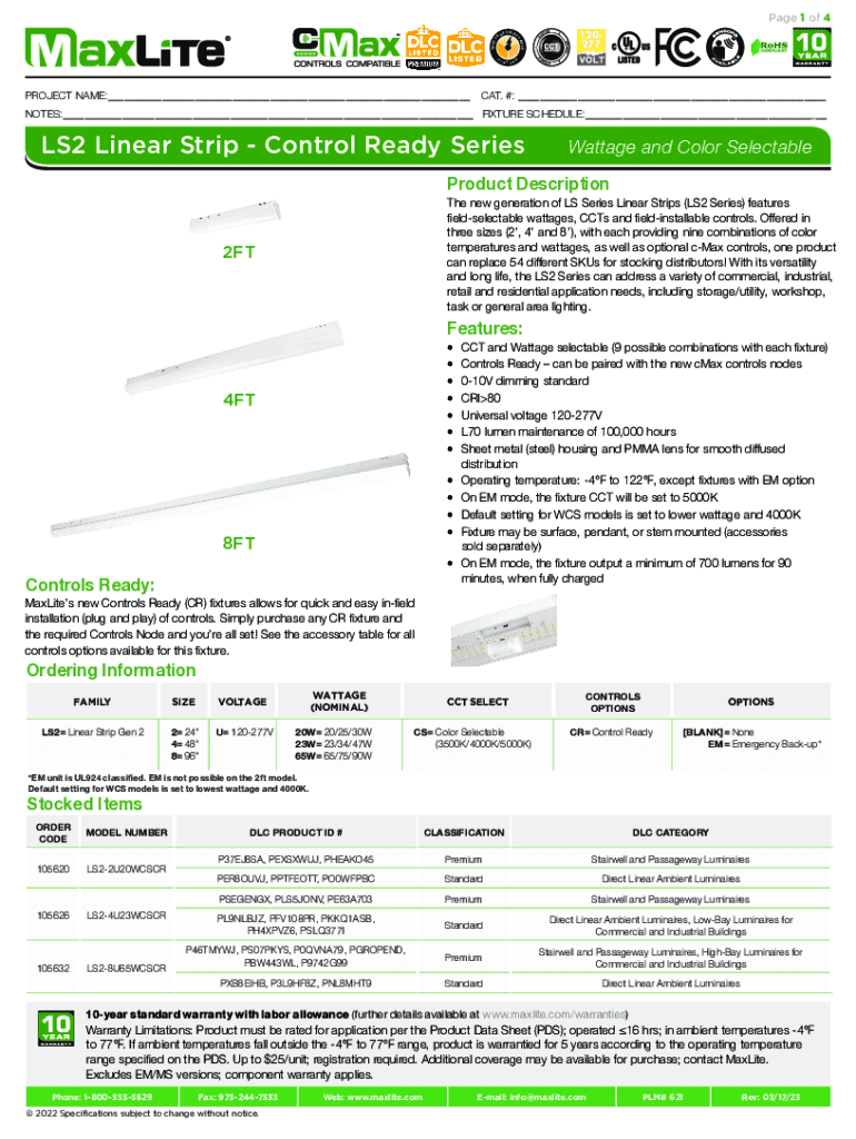 Fillable Online LS2 Linear Strip - Control Ready Series Fax Email Print ...