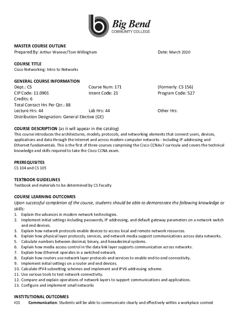 Fillable Online Cisco Certified Network Associate (CCNA) Level 1 ...