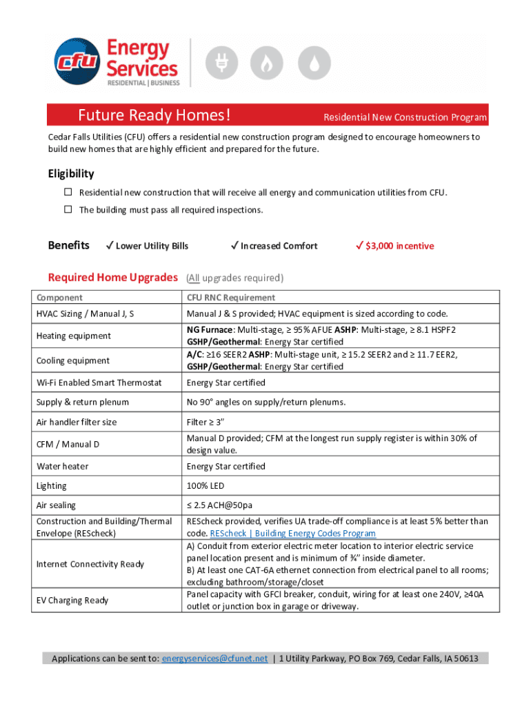 Fillable Online Cedar Falls Utilities - Residential New Construction Program Fax Email Print ...
