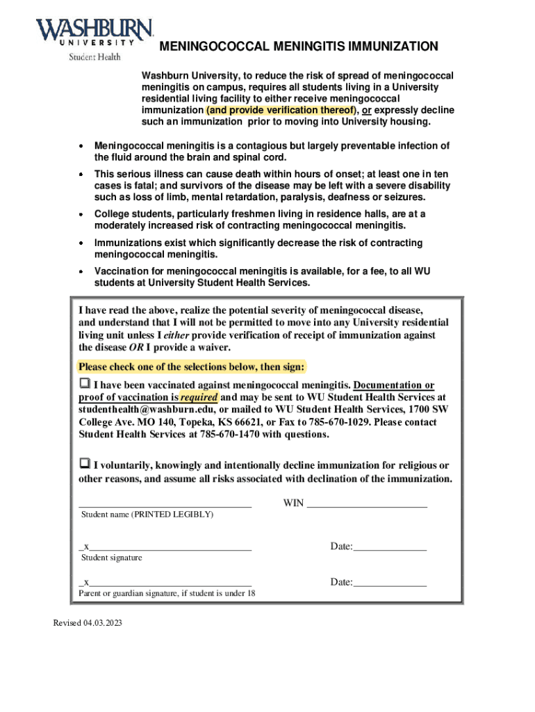 Fillable Online Get the free Washburn University, to reduce the risk of ...