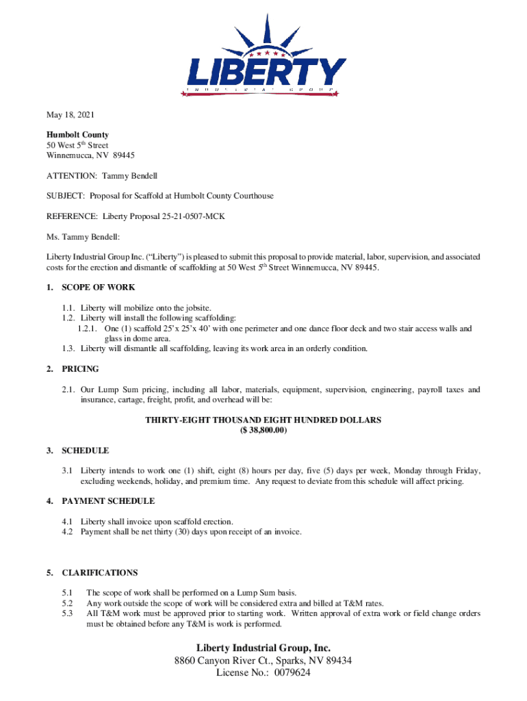 Fillable Online Scaffold Proposal 25-21-0507-MCK Fax Email Print ...