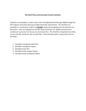 Fillable Online REC Work Phase and Document Content Checklists Fax Email Print - pdfFiller
