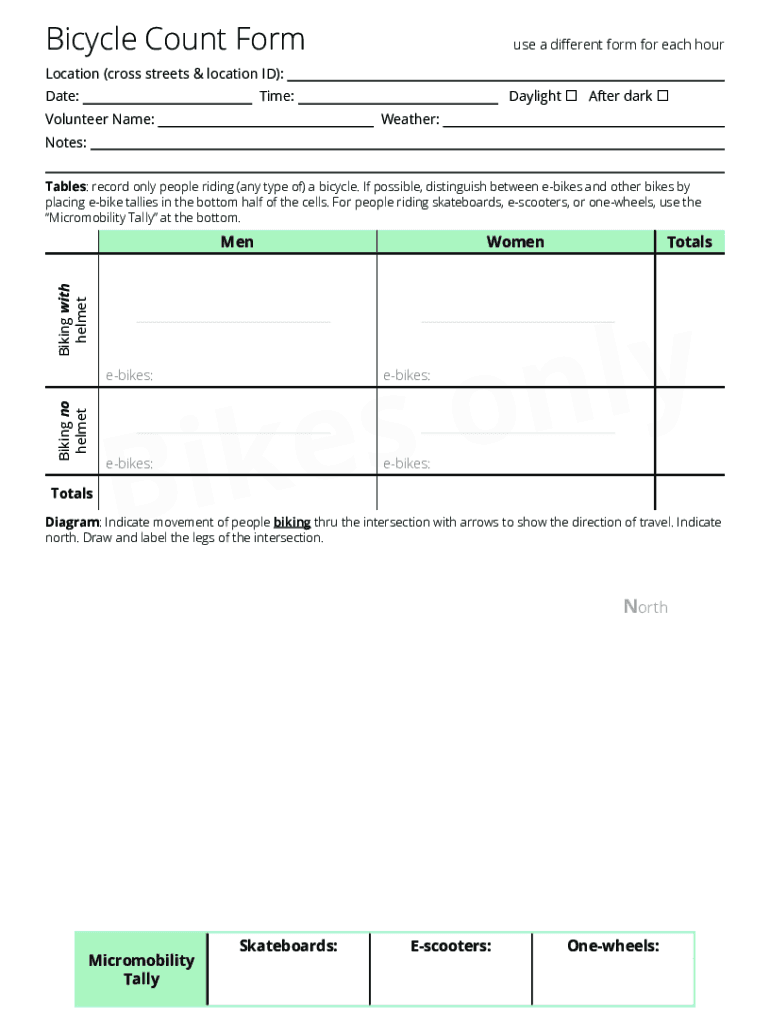 Fillable Online Bicycle Count Form Portland.gov Fax Email Print - pdfFiller