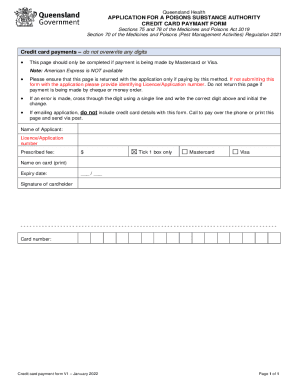 Fillable Online Application for a Poisons substance Authority Credit ...
