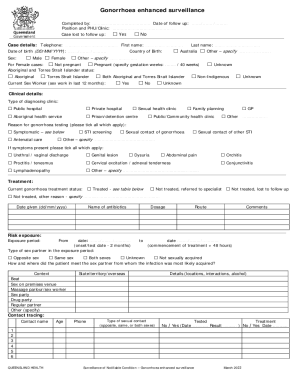 Fillable Online Gonorrhoea Enhanced Surveillance Form. Gonorrhoea ...