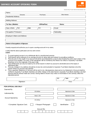 Fillable Online Gtbank Savings Account Opening Form - Fill Online, Printable ... Fax Email Print ...