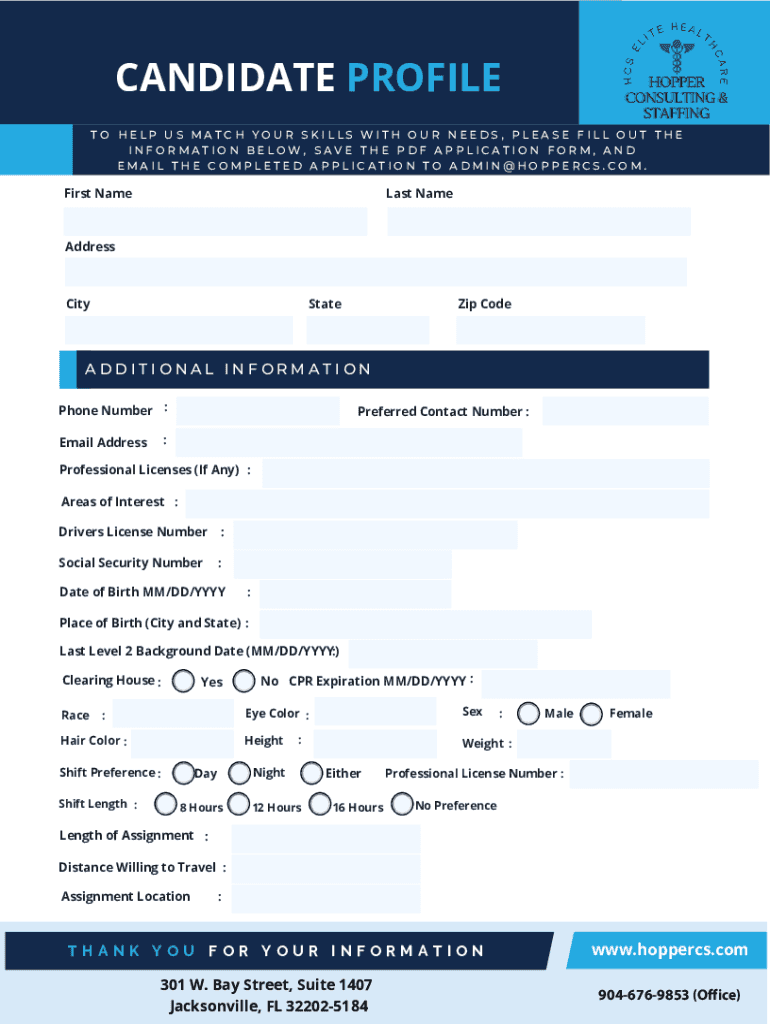Fillable Online Hooper Consulting Employee Profile Form Fax Email Print ...