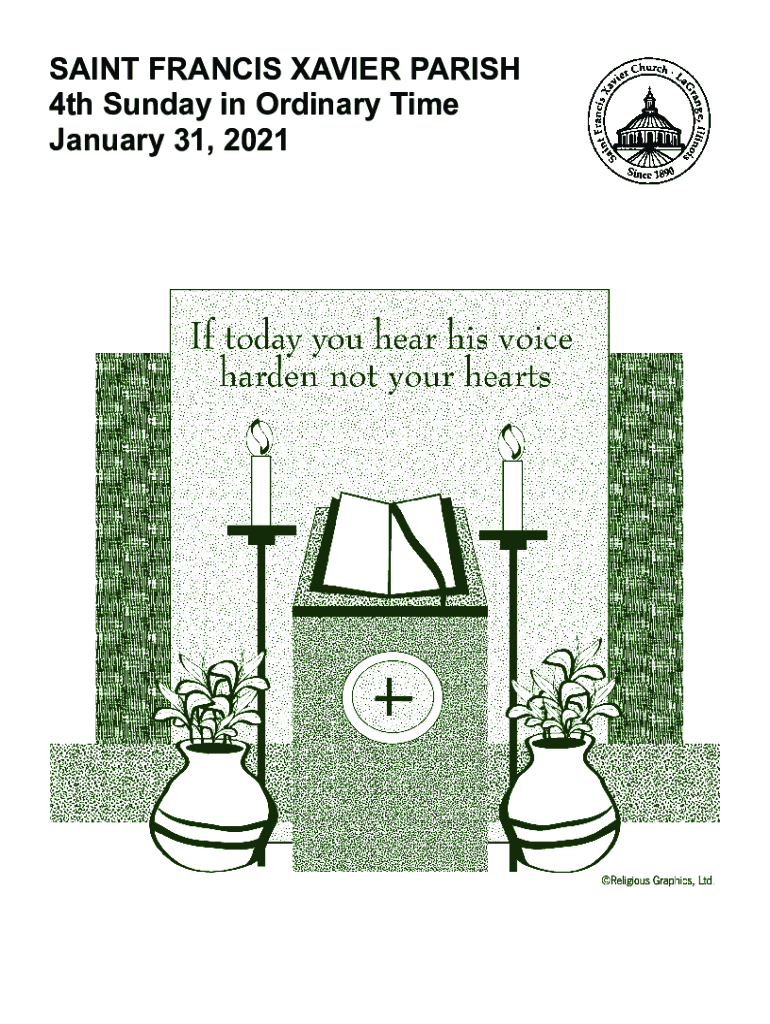 Fillable Online SAINT FRANCIS XAVIER PARISH 4th Sunday in Ordinary Time ...