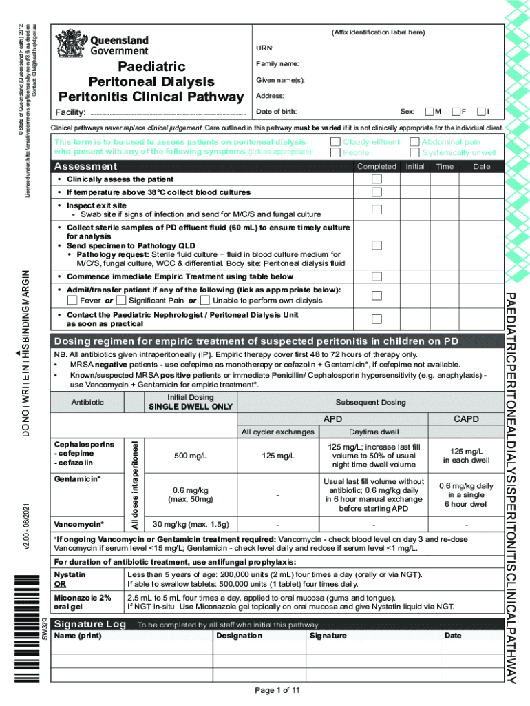 Fillable Online Paediatric Peritoneal Dialysis Peritonitis Clinical ...