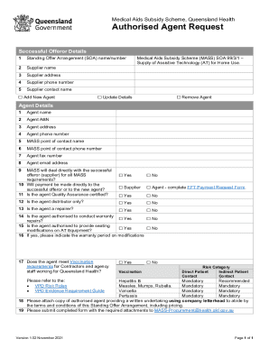 Fillable Online MASS Supplier Authorised Agent Request Form. MASS ...