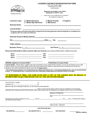 Fillable Online LICENSED CONTRACTOR REGISTRATION FORM - Flower Mound ...