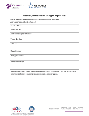 Fillable Online Grievance, Reconsideration and Appeal Request Form Please ... Fax Email Print ...