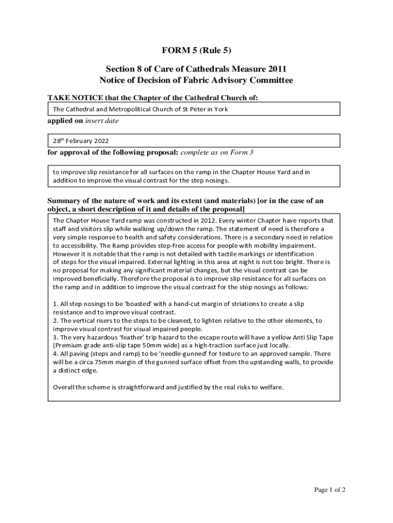 Fillable Online FORM 5 (Rule 5) Section 8 of Care of ... - cloudfront ...