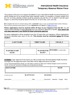 Fillable Online internationalcenter umich International Health ...