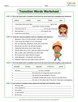 Fillable Online Worksheet for Transition Words Fax Email Print - pdfFiller