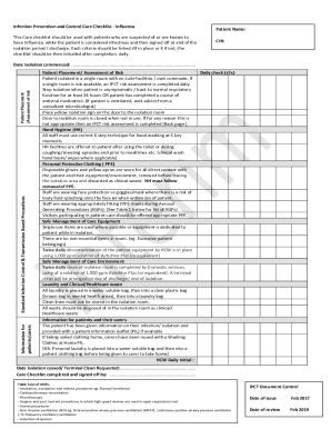 Fillable Online WHO Issues Patient Care Checklist for Influenza A (H1N1 ...