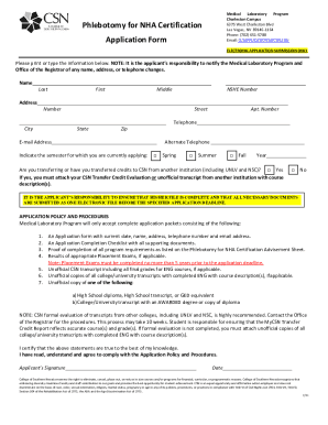 Fillable Online Phlebotomy (NHA Track) Application Fax Email Print ...