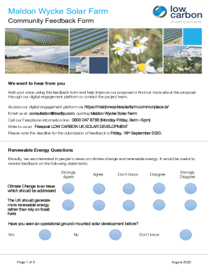 Fillable Online East End Solar Farm Community Feedback Form Fax Email ...