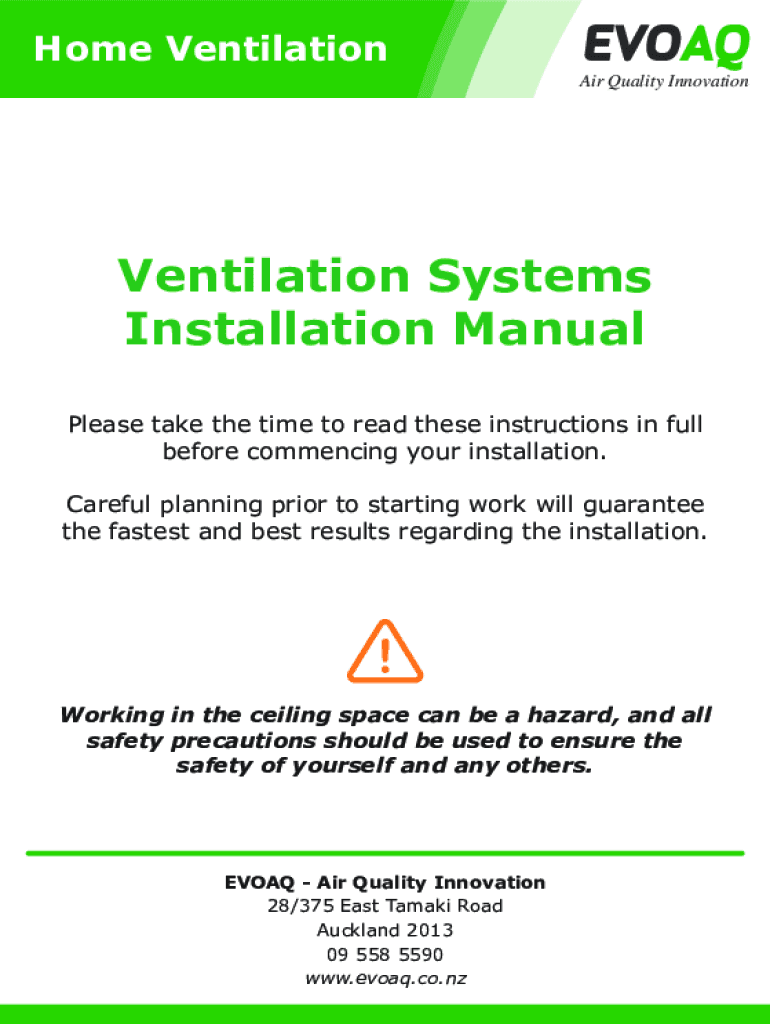 Fillable Online EVOAQ ventilation manual booklet format Fax Email Print - pdfFiller