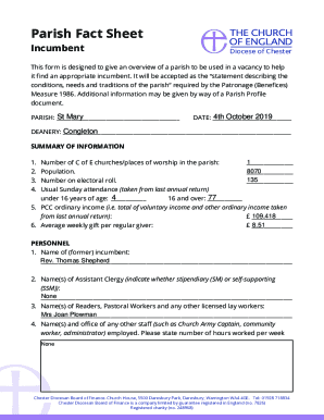 Fillable Online Parish Fact Sheet Fax Email Print - pdfFiller