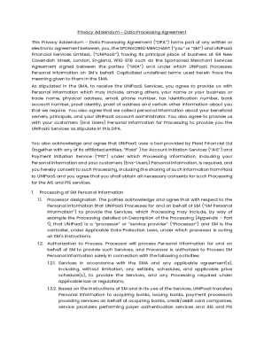 Fillable Online Data Processing Agreement (DPA) forms part of any wr ...