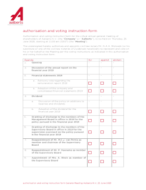 Fillable Online authorisation and voting instruction form Fax Email ...