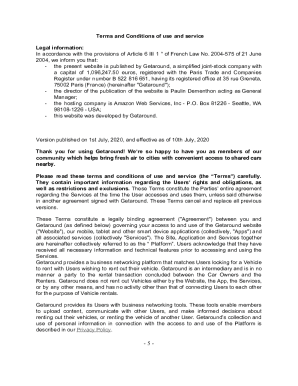 Fillable Online Terms and Conditions of use and service Fax Email Print - pdfFiller