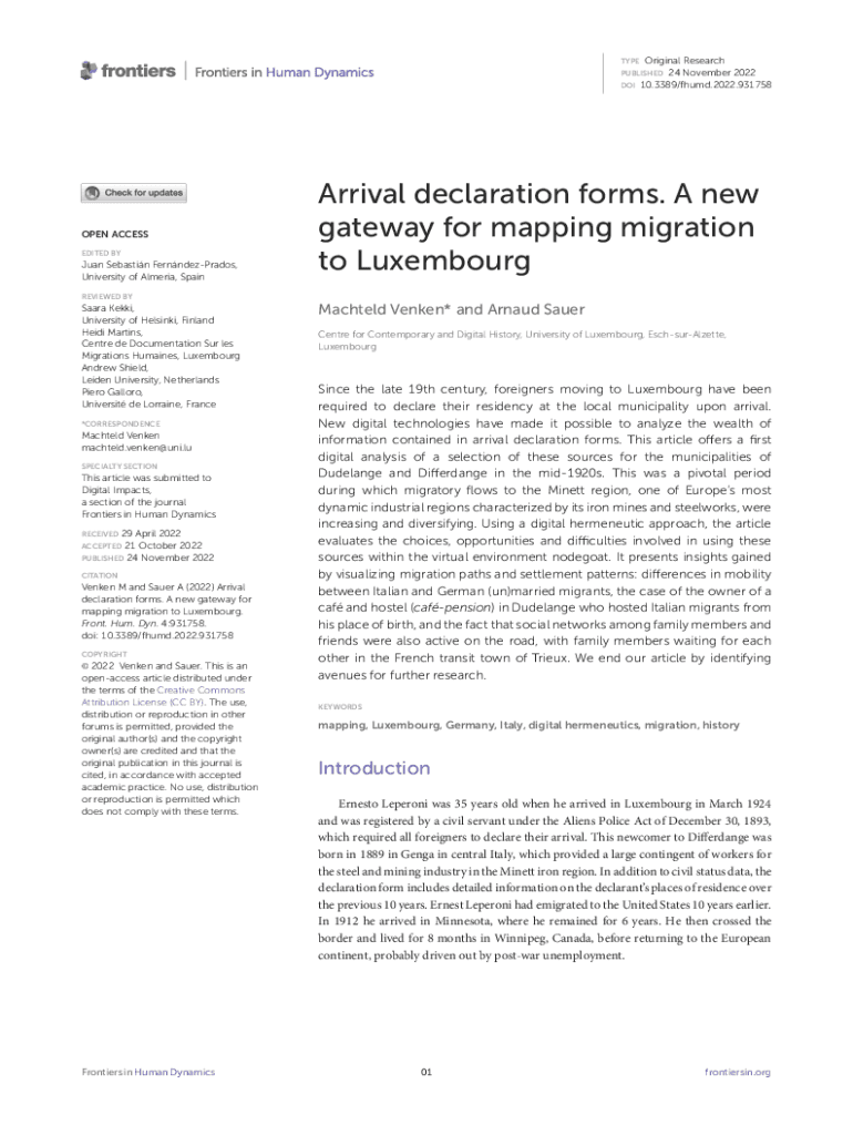 Fillable Online Arrival declaration forms. A new gateway for mapping ...