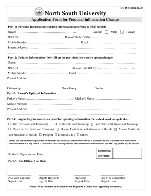 Fillable Online Application Form for Personal Information Change Fax Email Print - pdfFiller