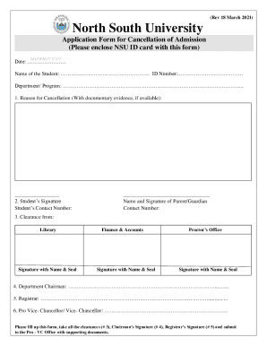 Fillable Online Admission Cancel Form - Update.docx Fax Email Print ...