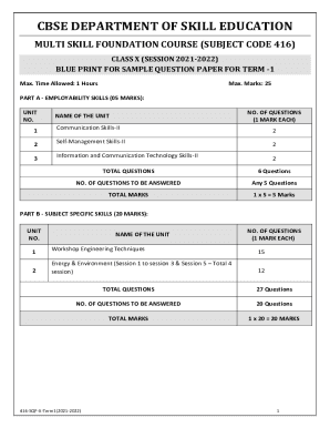 Fillable Online cbse sample paper multi skill foundation 416 term 2 ...